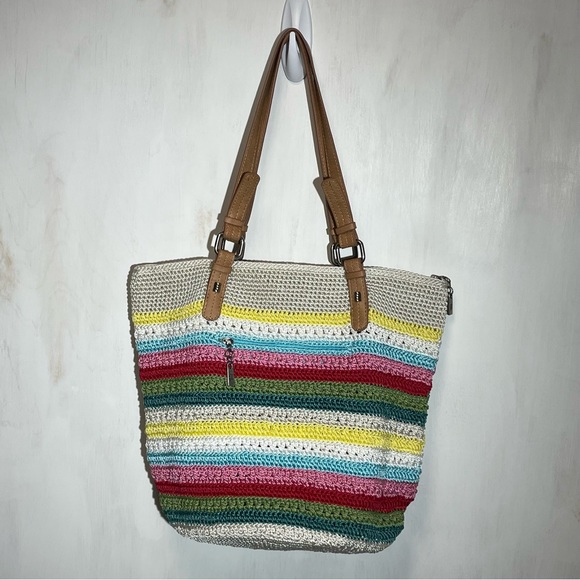 The Sak | Bags | The Sak Pretty Multi Colored Crochet Bag Purse Leather ...